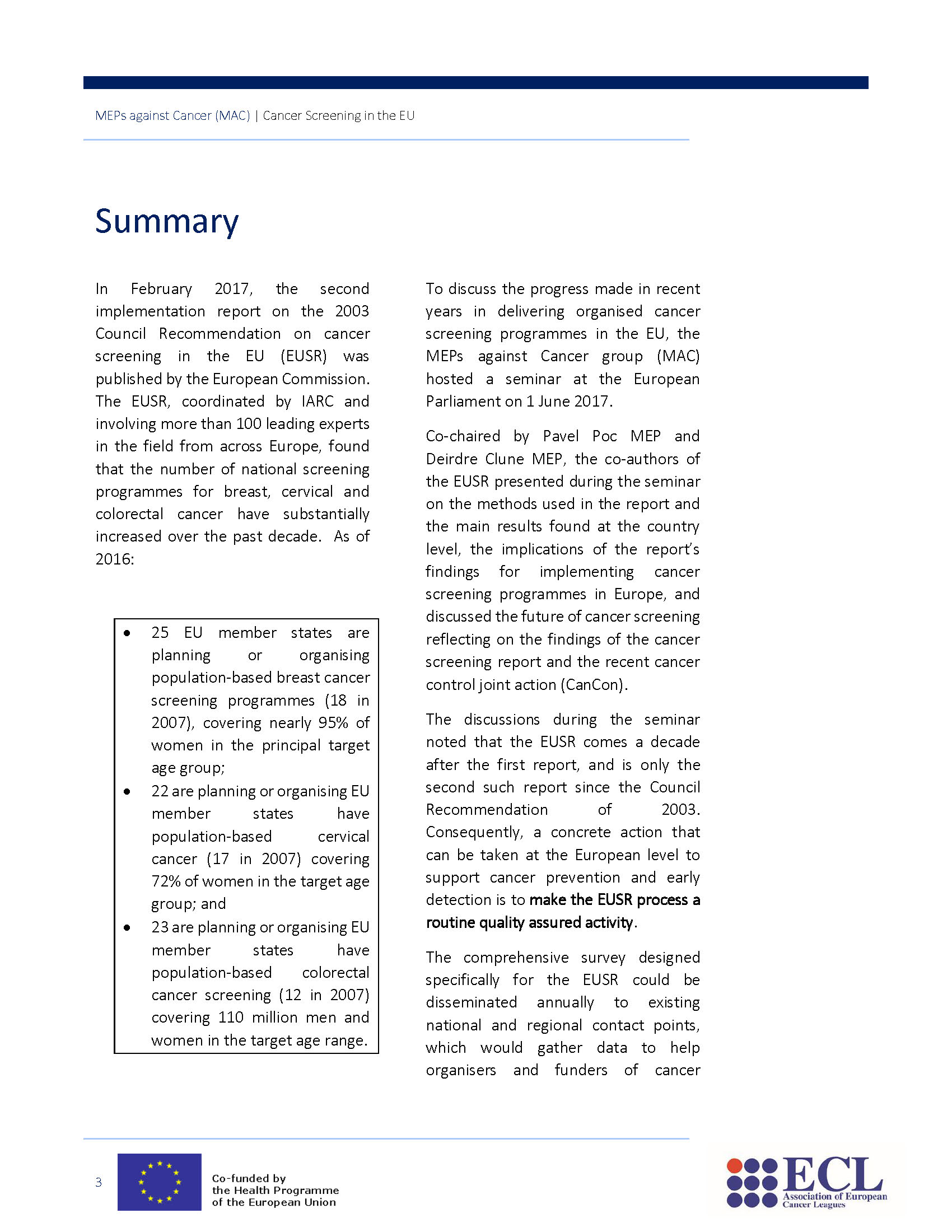 MAC – Cancer screening in the EU | Association of European Cancer ...